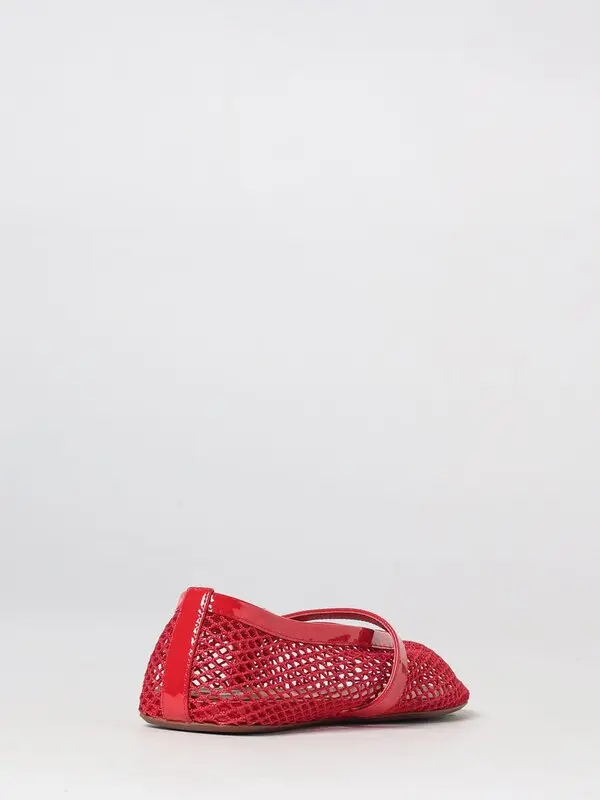 Alaïa Mary Jane Ballet Flats In Mesh Nylon With Patent Leather Details - Red
