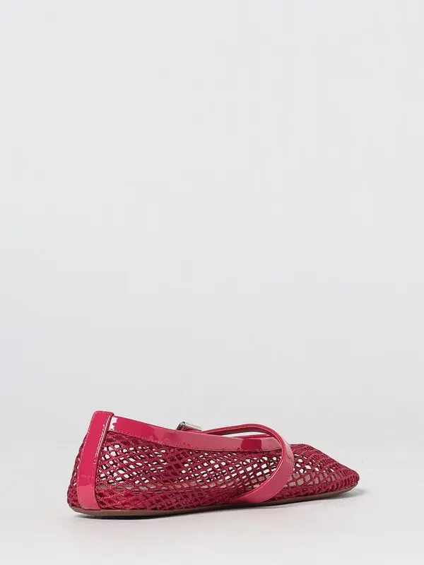 Alaïa Mary Jane Mesh And Patent Leather Ballerina Flats With Strap - Ruby