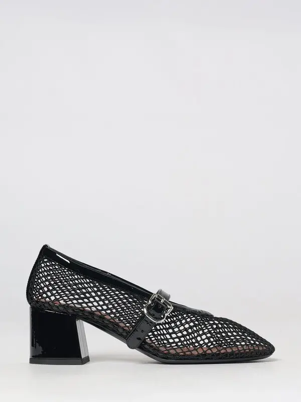 Alaïa Mary Jane Pumps In Patent Leather And Mesh With A Medium Block Heel - Black