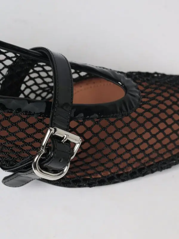 Alaïa Mary Jane Pumps In Patent Leather And Mesh With A Medium Block Heel - Black
