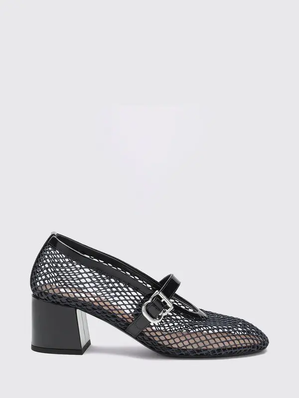 Alaïa Mary Jane Pumps In Patent Leather And Mesh With A Medium Block Heel - Ink