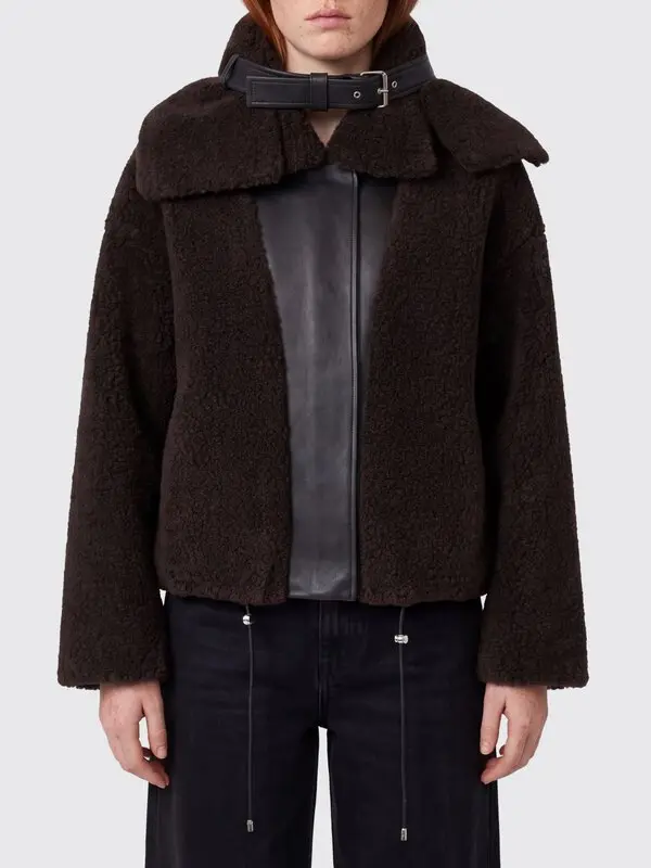 Sportmax Cropped Faux Fur Jacket With Drawstring And A Relaxed Fit - Brown