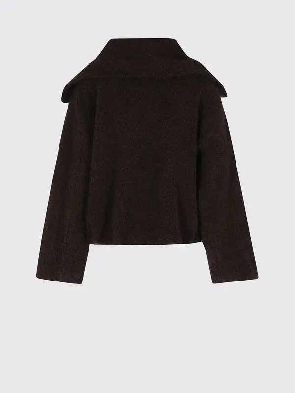 Sportmax Cropped Faux Fur Jacket With Drawstring And A Relaxed Fit - Brown