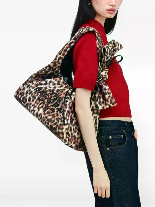 Marc Jacobs Bow Sack Bag In Leopard Nylon