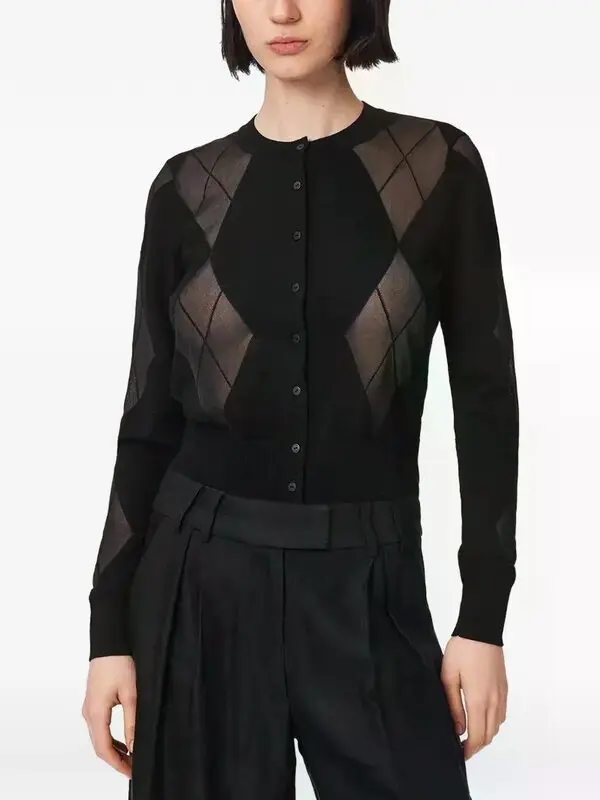 ALLSAINTS Argyle-pattern Mesh-panel Cardigan