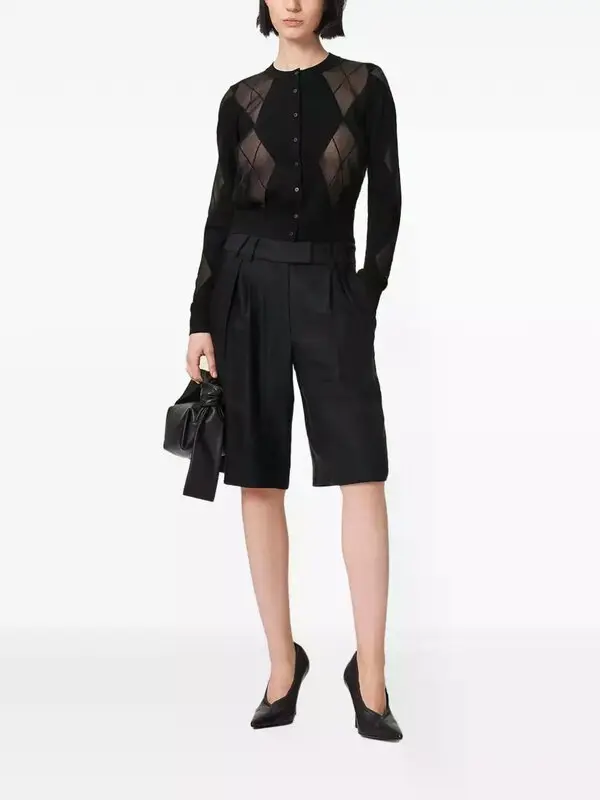 ALLSAINTS Argyle-pattern Mesh-panel Cardigan