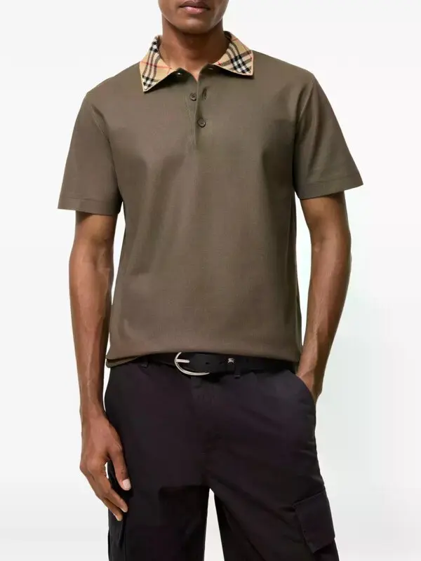 Burberry Classic-fit Check-collar Cotton Polo Shirt