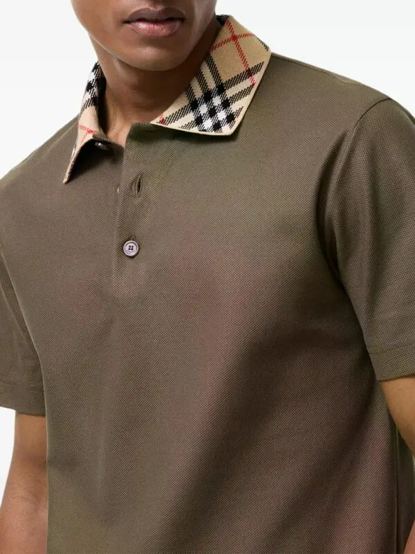 Burberry Classic-fit Check-collar Cotton Polo Shirt