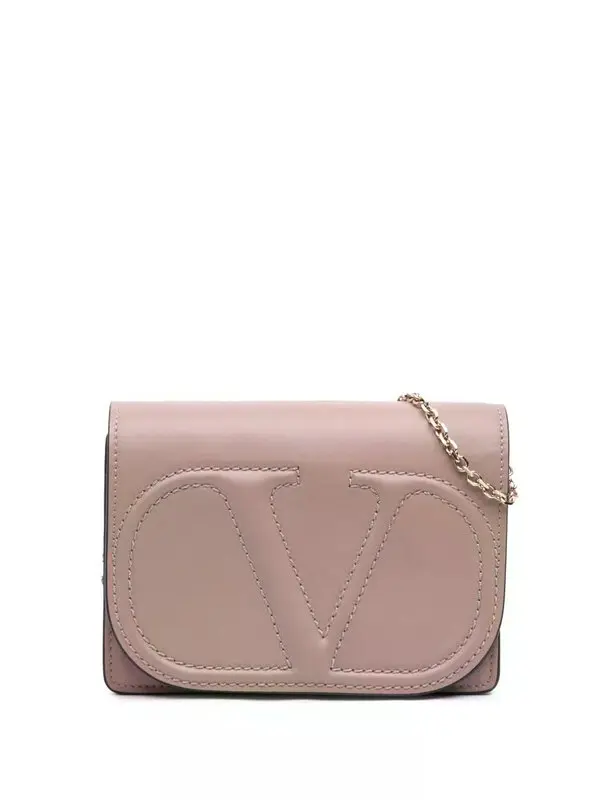 Valentino Garavani 2020-2026 Calfskin Vlogo Walk Chain Crossbody Bag - Brown