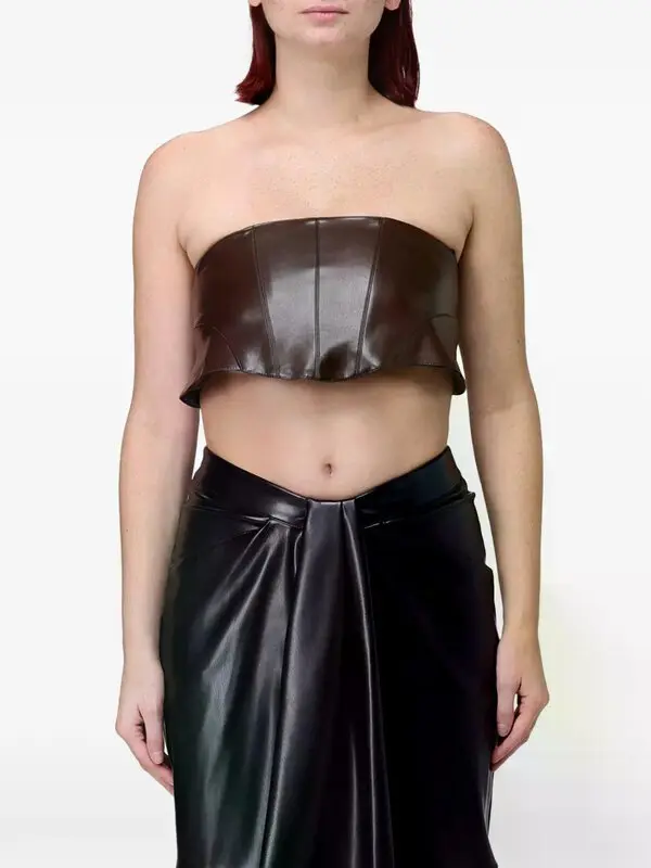 HANITA Lace-up Strapless Top - Brown