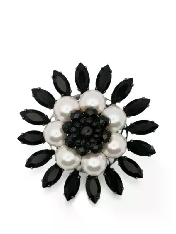 Ermanno Scervino Crystal-embellished Faux-pearl Brooch - Grey