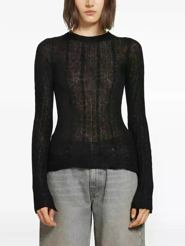 HAIKURE Sey Semi-sheer Cable-knit Sweater - Black