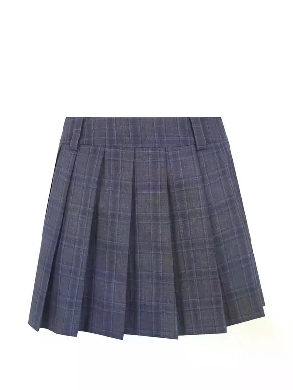 DUNST Check Pleated Mini Skirt - Grey