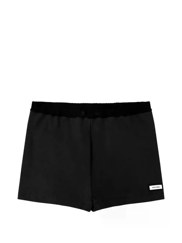 ENTIRE STUDIOS Ribbed-knit Lounge Shorts - Black