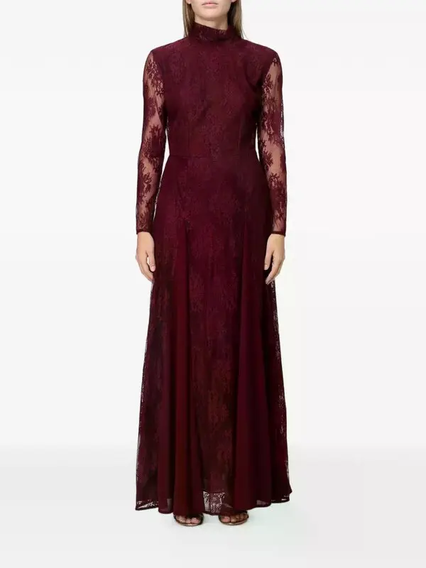 HANITA Lace-overlay Floor-length Maxi Dress - Red