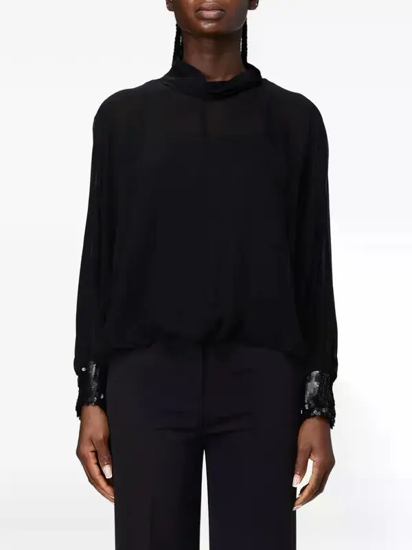 HANITA Sequin-embellished High-neck Top