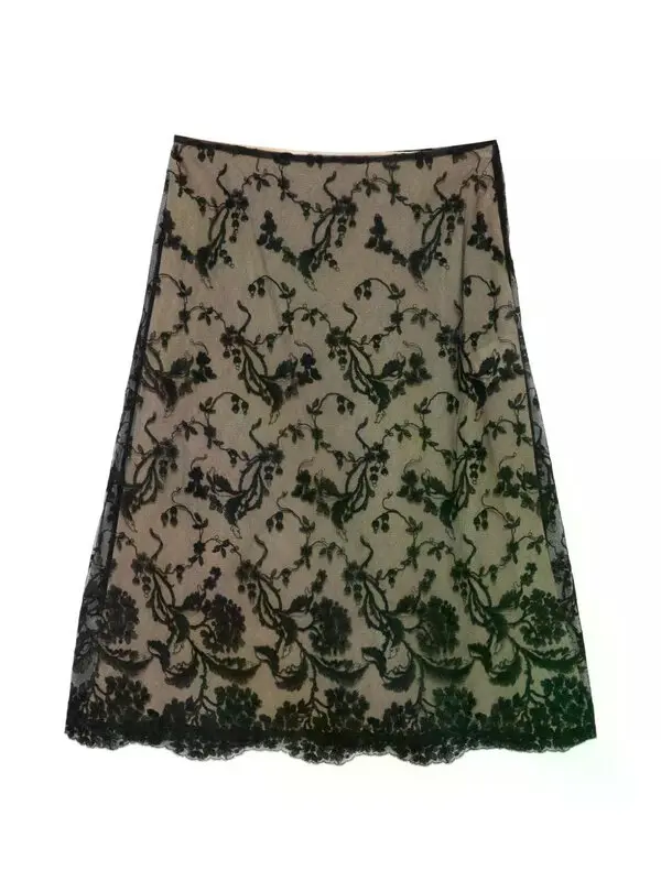 Fendi Floral-lace Midi Skirt - Black