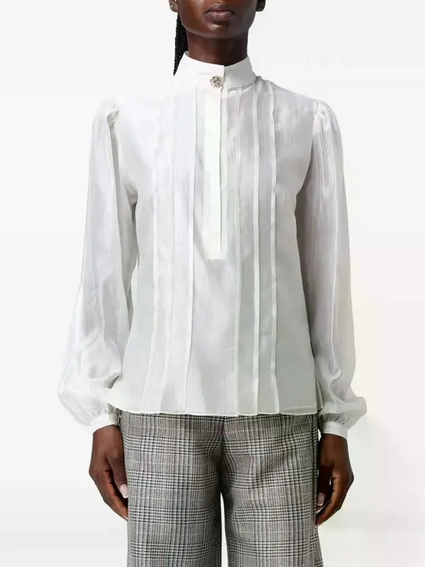 HANITA Pleated Puff-sleeve Blouse - White