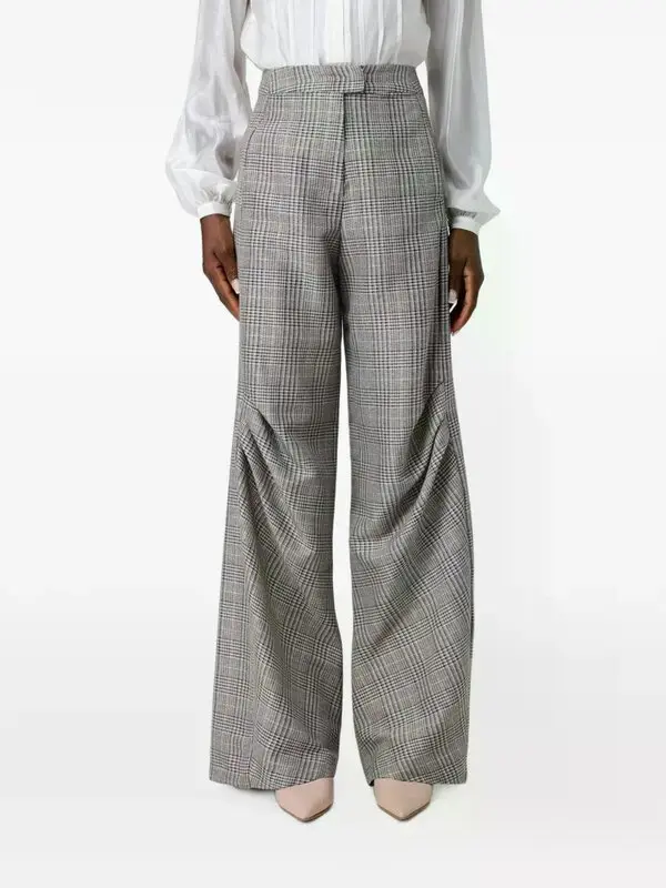 HANITA Check-pattern Wide-leg Trousers