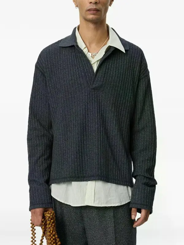 MFPEN Ribbed-knit Bouclé Polo Shirt