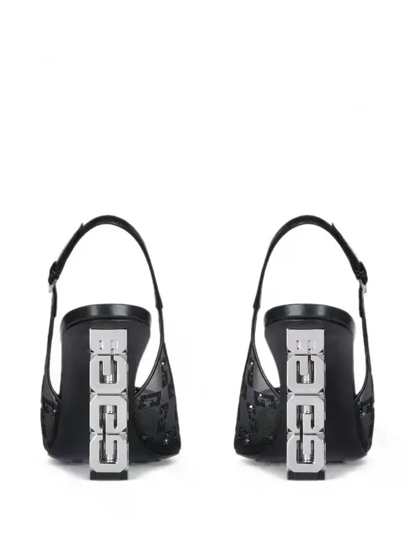 Givenchy G Cube Slingbacks In Monogram 72 Mesh With Lurex