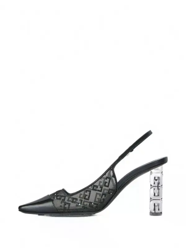 Givenchy G Cube Slingbacks In Monogram 72 Mesh With Lurex