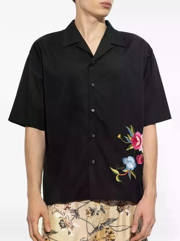Kenzo Wildflower Floral-embroidered Camp-collar Shirt