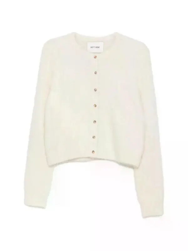 Soft Goat Brushed-finish Button-up Cardigan