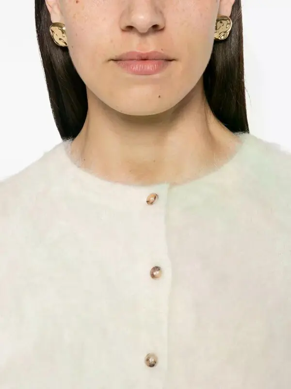 Soft Goat Brushed-finish Button-up Cardigan