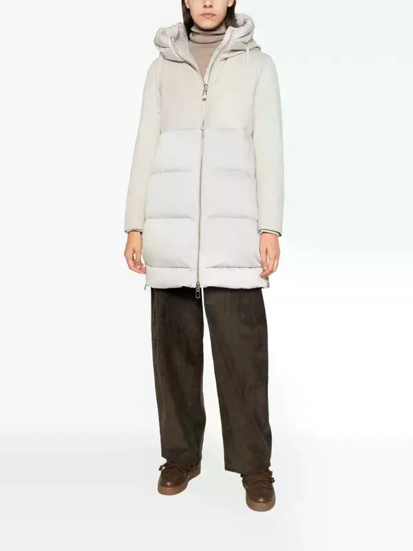 DUNO Talia Hooded Quilted Coat - Neutrals