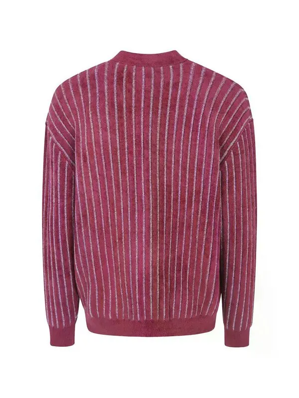 Drole De Monsieur Stripe-pattern Embroidered-logo Cardigan