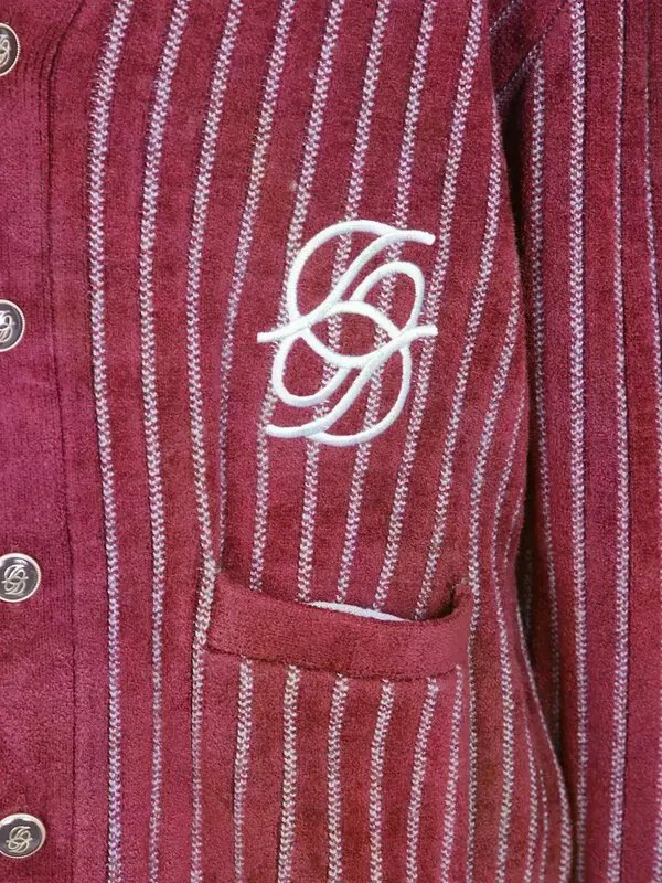 Drole De Monsieur Stripe-pattern Embroidered-logo Cardigan