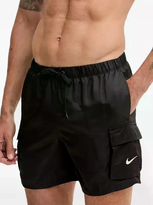 Nike Swoosh-logo Cargo Swim Shorts - Black