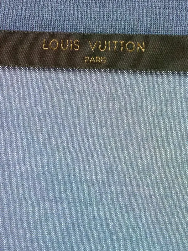 LOUIS VUITTON Logo Embroidery V-neck T-shirt - Blue