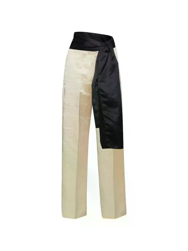 FORTE_FORTE Satin-finish Tie-waist Straight Trousers