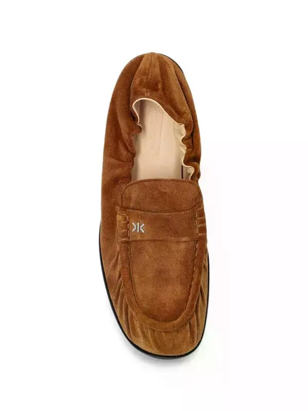 Kenzo Citygram Ruched Leather Loafers - Brown