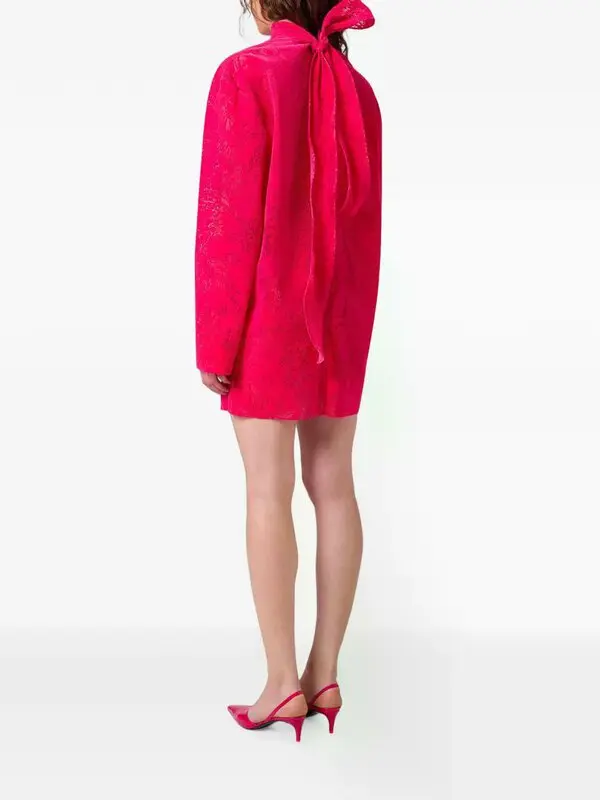 MSGM Lace-patterned Bow-detail Mini Dress