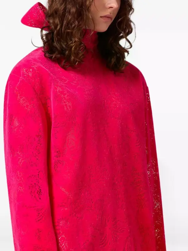 MSGM Lace-patterned Bow-detail Mini Dress