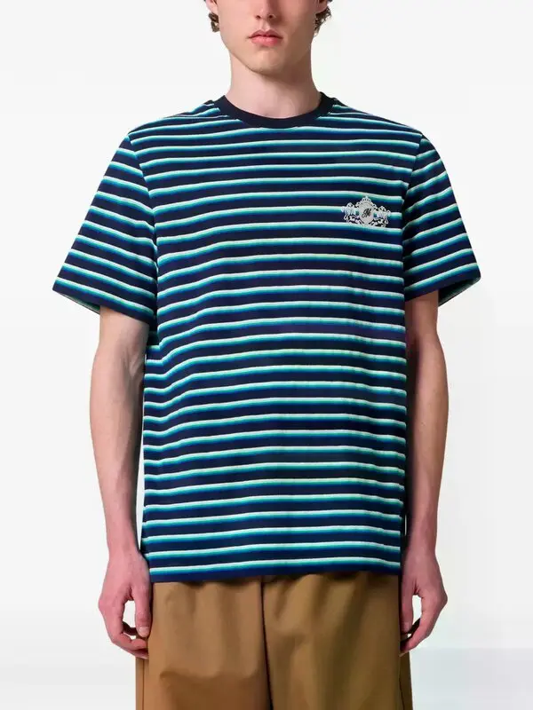 MSGM Striped Crest-patch T-shirt
