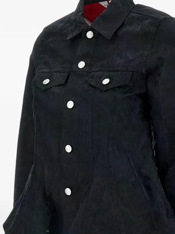 Comme Des Garçons Damask-pattern Peplum Jacket