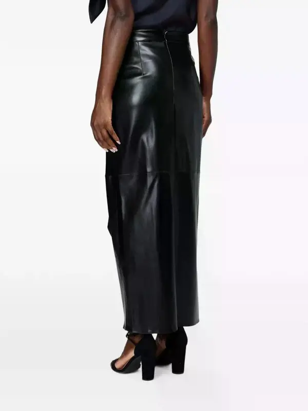 HANITA Draped Faux-leather Skirt
