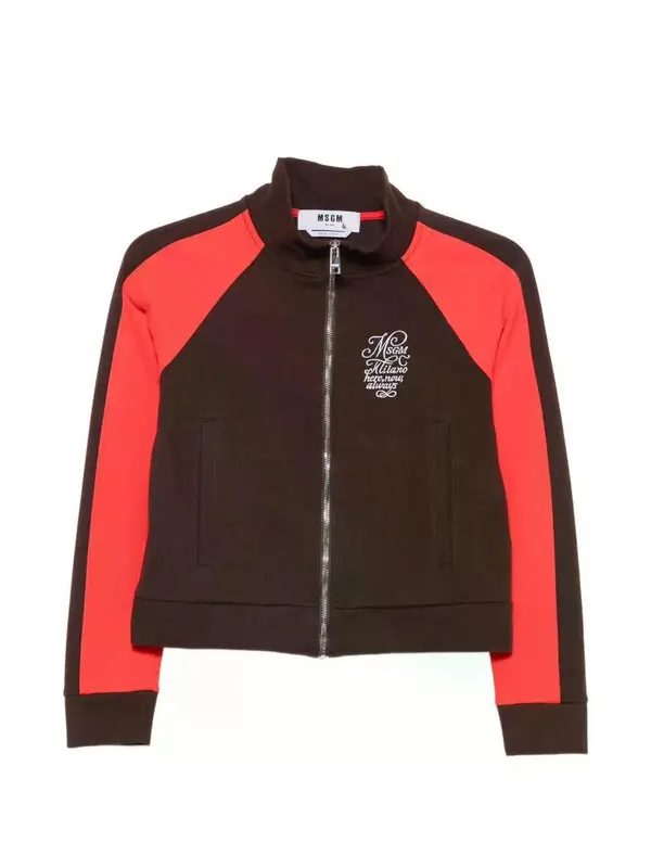 MSGM Logo-embroidered Colour-block Sweatshirts - Brown