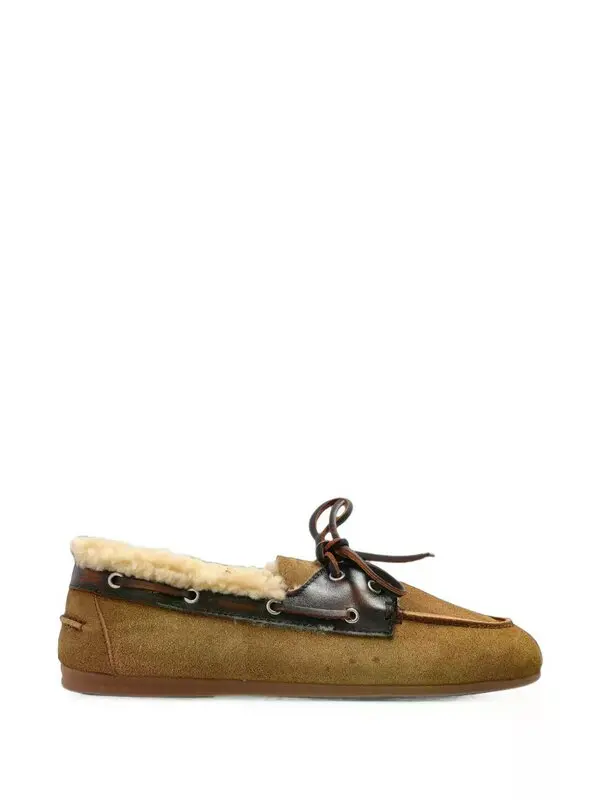 POSA Shearling-lined Leather Boat Shoes