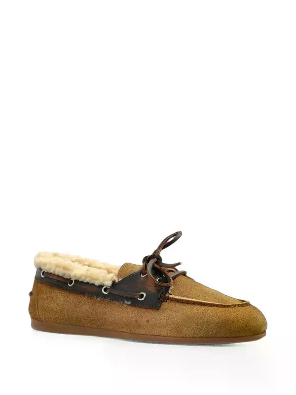 POSA Shearling-lined Leather Boat Shoes