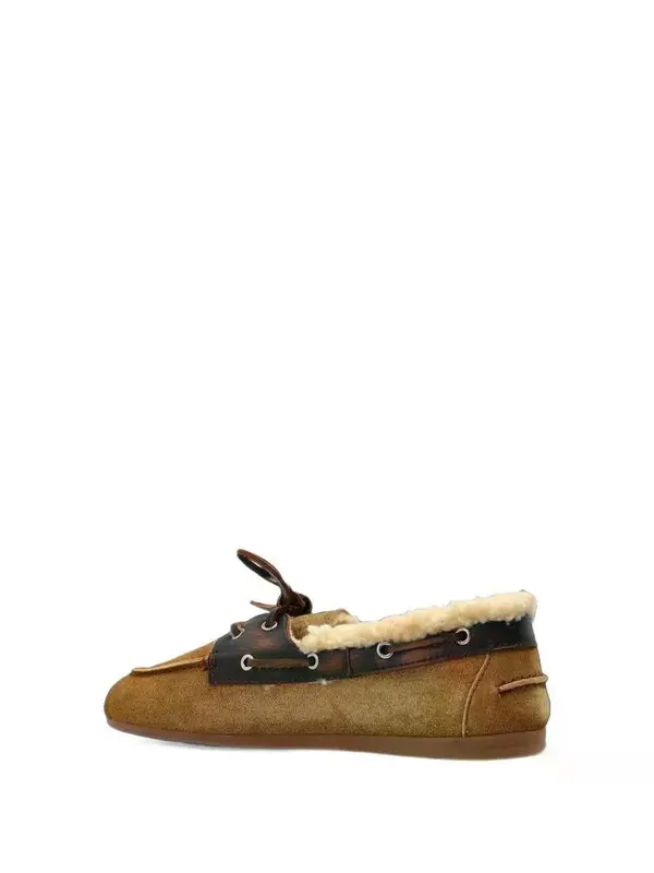 POSA Shearling-lined Leather Boat Shoes