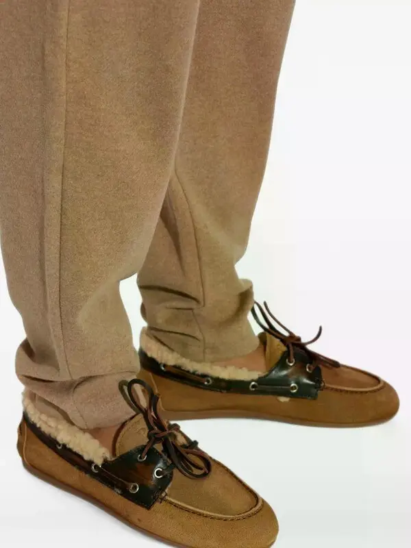 POSA Shearling-lined Leather Boat Shoes