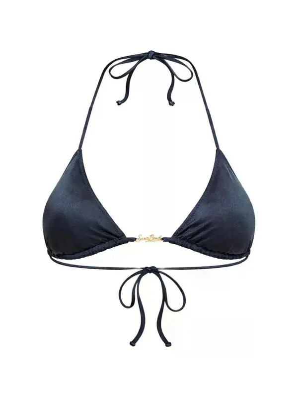 MC2 SAINT BARTH Leah Plate Logo-detail Triangle-shape Bikini Top - Grey