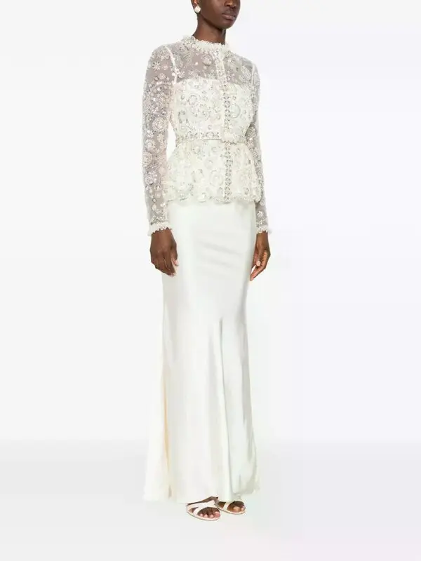 SELF-PORTRAIT Sequin-embellished Peplum Maxi Dress