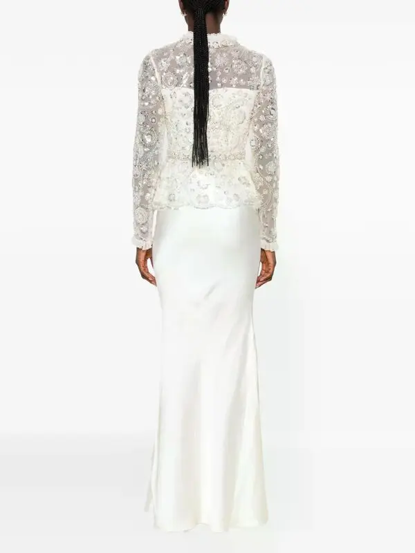 SELF-PORTRAIT Sequin-embellished Peplum Maxi Dress