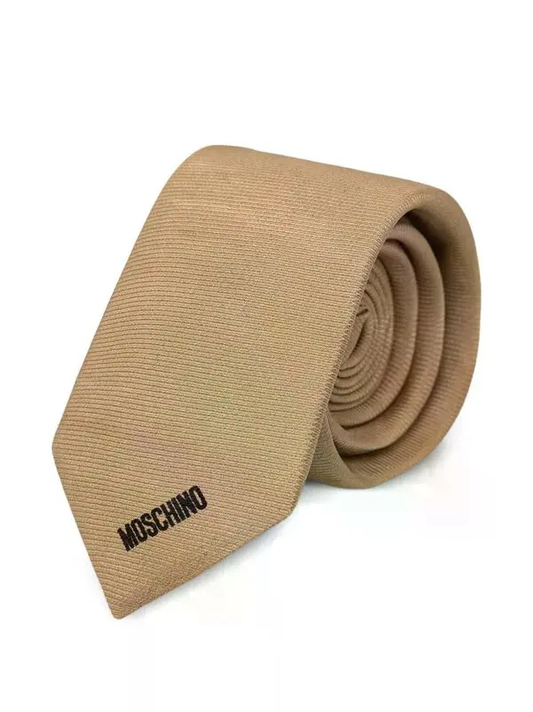 Moschino Logo-print Tie - Neutrals